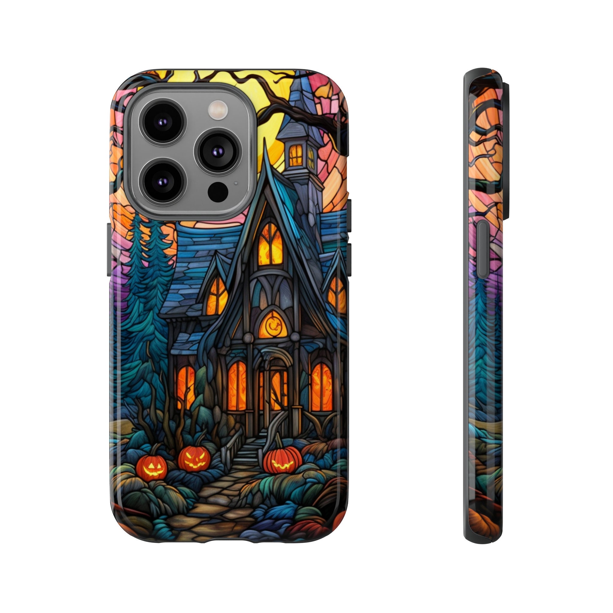 Beautiful Stained Glass Halloween House Phone Case, Tough Phone Case ...