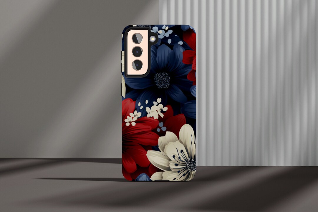 Red White and Blue Florals Phone Case, iPhone Tough Phone Case, Samsung ...