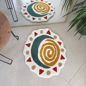 Sun&moon TUFTED RUG L Handmade Tufted Rug, Unique Decor, Housewarming ...