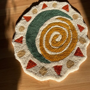 Sun&moon TUFTED RUG L Handmade Tufted Rug, Unique Decor, Housewarming ...