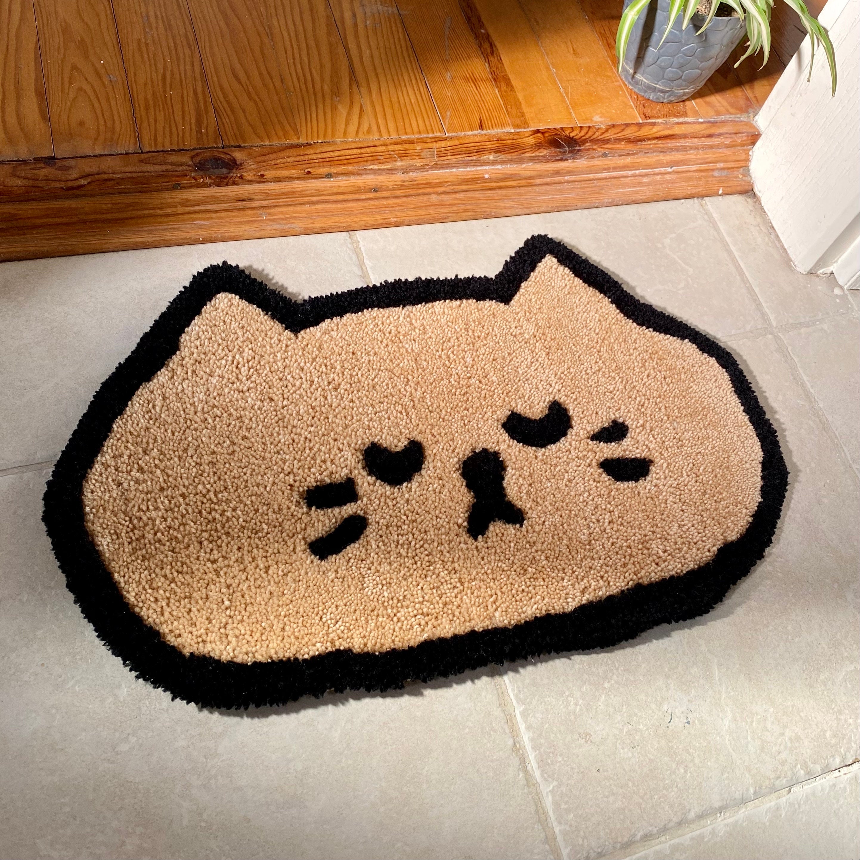 Gift for Cat Parents, Handmade Tufted Rug, Living Room Decor, Cute Cat ...