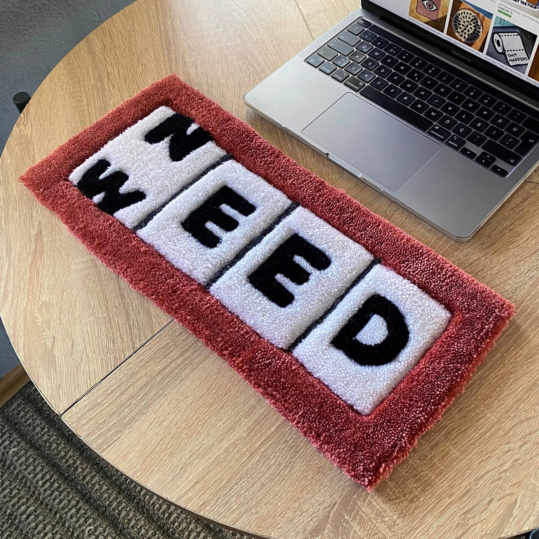 Need Weed Keyboard Rug L 420 Handmade Tufted Rug, Pink or Yellow ...