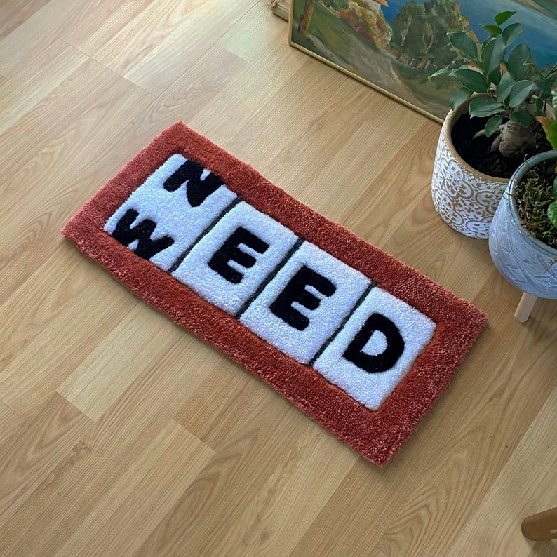 Need Weed Keyboard Rug L 420 Handmade Tufted Rug, Pink or Yellow ...