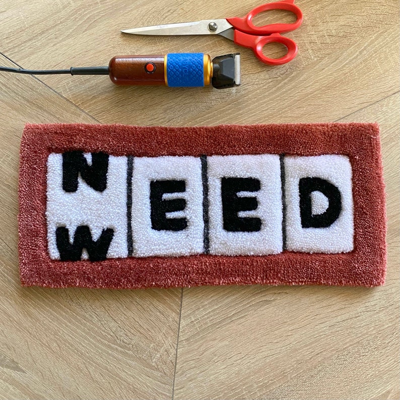 Need Weed Keyboard Rug L 420 Handmade Tufted Rug, Pink or Yellow ...