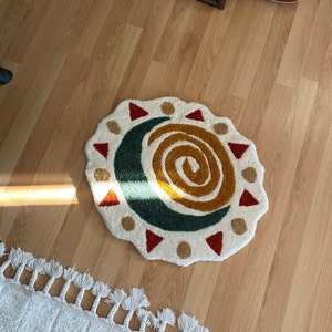 Sun&moon TUFTED RUG L Handmade Tufted Rug, Unique Decor, Housewarming ...