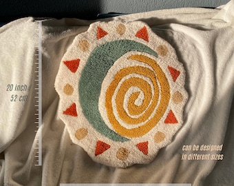 Sun&moon TUFTED RUG L Handmade Tufted Rug, Unique Decor, Housewarming ...