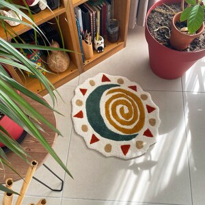 Sun&moon TUFTED RUG L Handmade Tufted Rug, Unique Decor, Housewarming ...