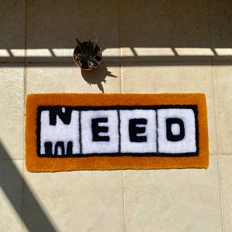 Need Weed Keyboard Rug L 420 Handmade Tufted Rug, Pink or Yellow ...