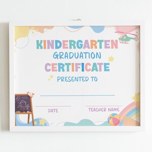 Kindergarten Graduation Certificate, Printable Diploma for Kids, Last ...