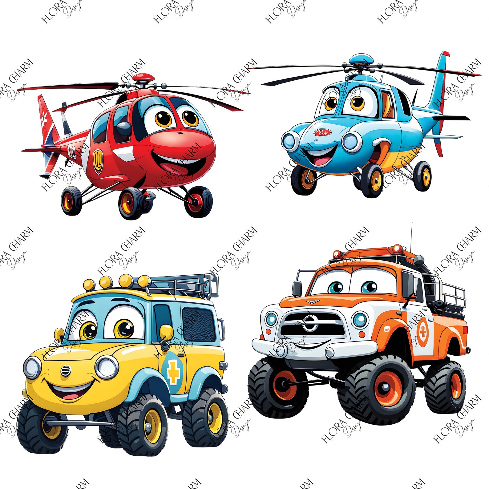 Rescue Team Clipart, Fire Truck, Police Car, Helicopter, Ambulance ...