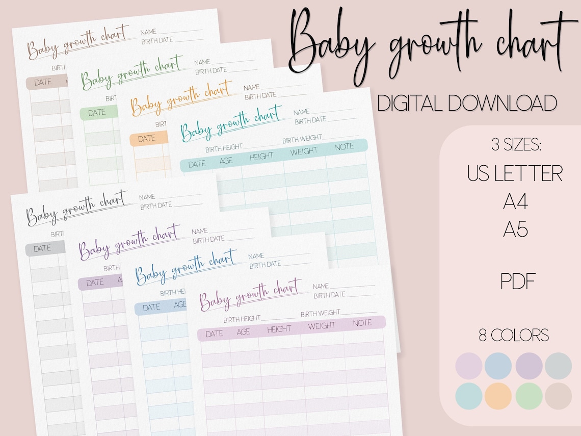 Baby Growth Chart, Printable Newborn Milestones Sheet, Infant Weight ...