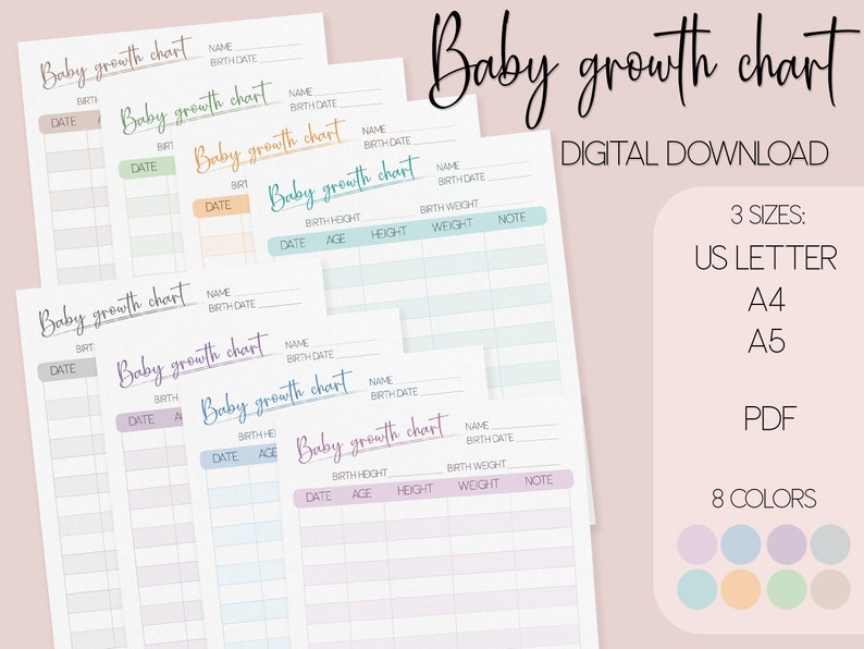 Baby Growth Chart, Printable Newborn Milestones Sheet, Infant Weight ...