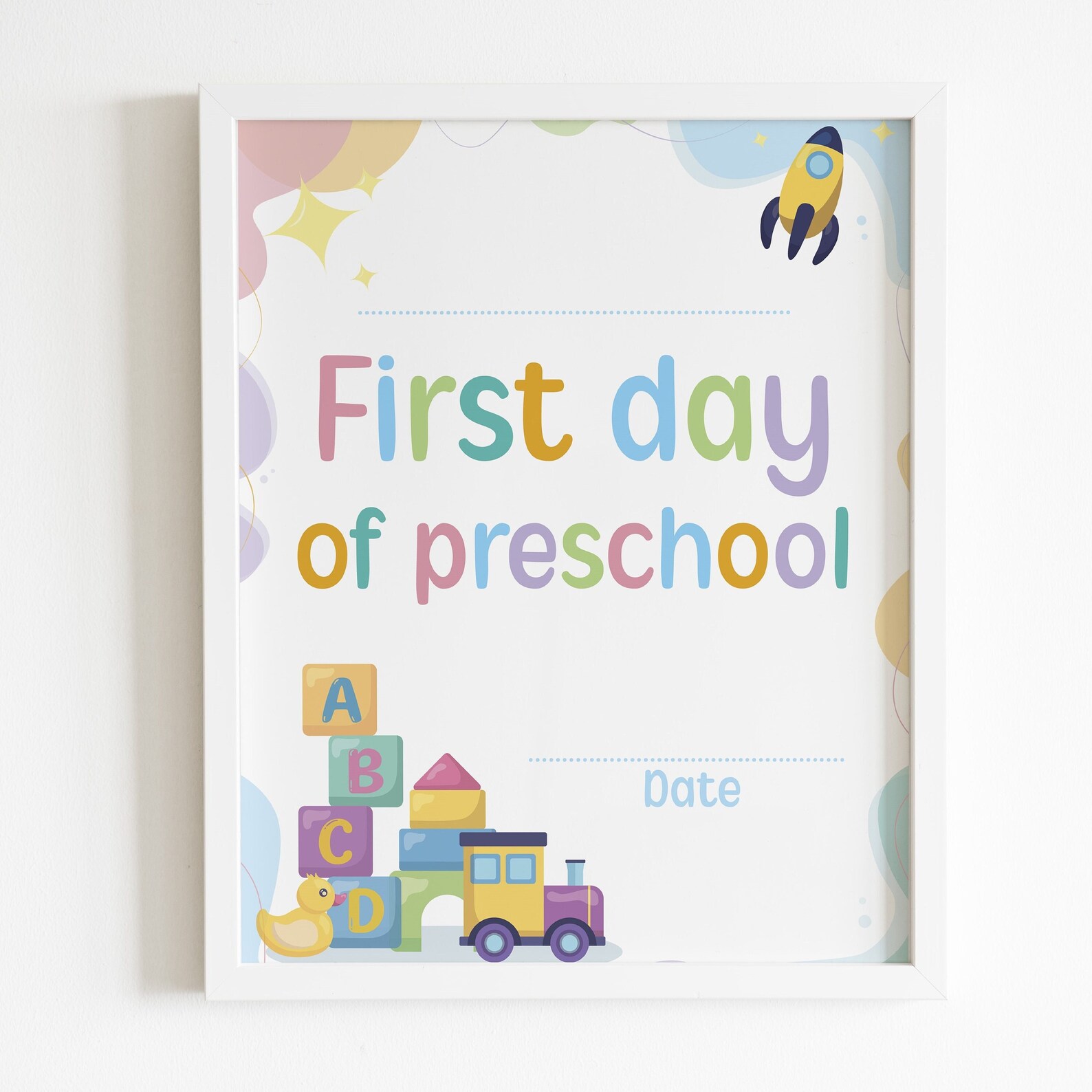 First Day of Preschool Printable Kids Certificate, Toddler Playgroup ...