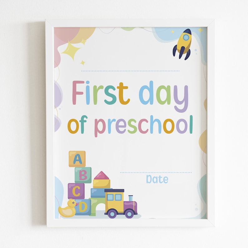 First Day of Preschool Printable Kids Certificate, Toddler Playgroup ...