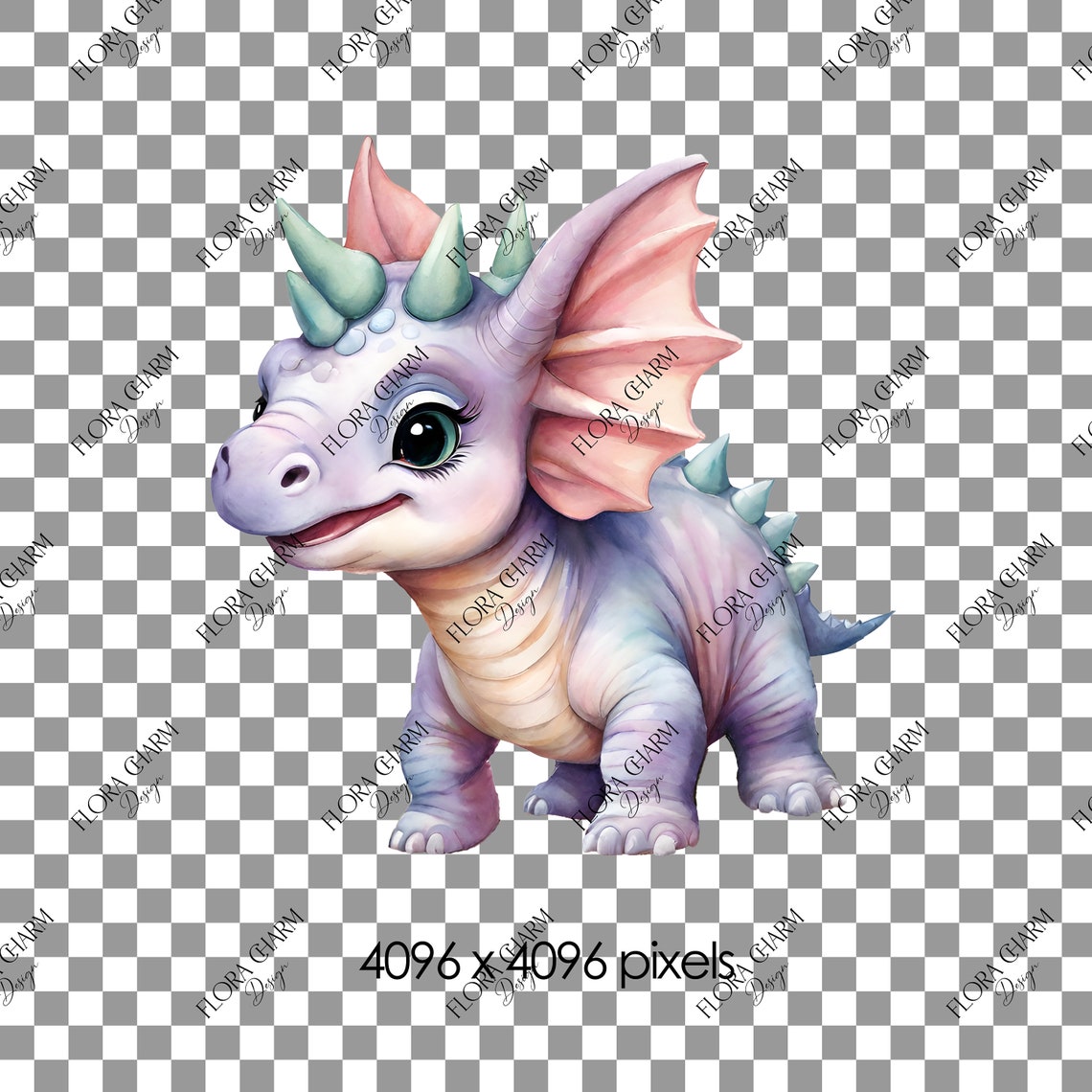 Watercolor Baby Dinosaur PNG, Cute Dragon Png Bundle, Girly Dinosaur ...