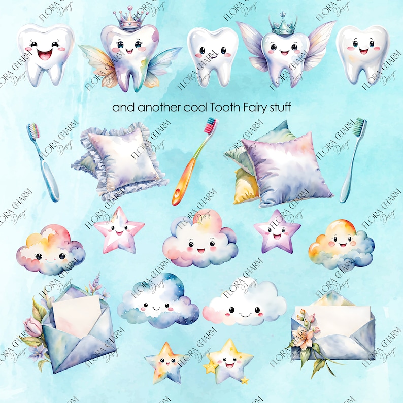 Tooth Fairy Watercolor Clipart, Transparent Background PNG Files, Baby ...