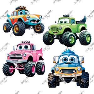 Monster Truck Clipart, Cute off Road Cars PNG, Cartoon Monster Cars for ...