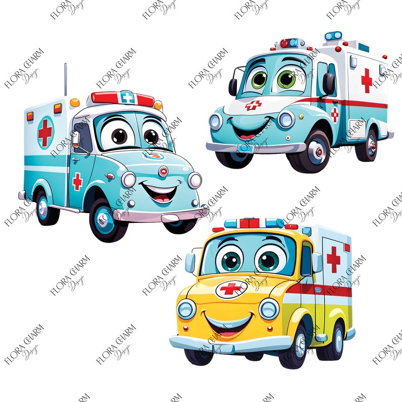 Rescue Team Clipart, Fire Truck, Police Car, Helicopter, Ambulance ...