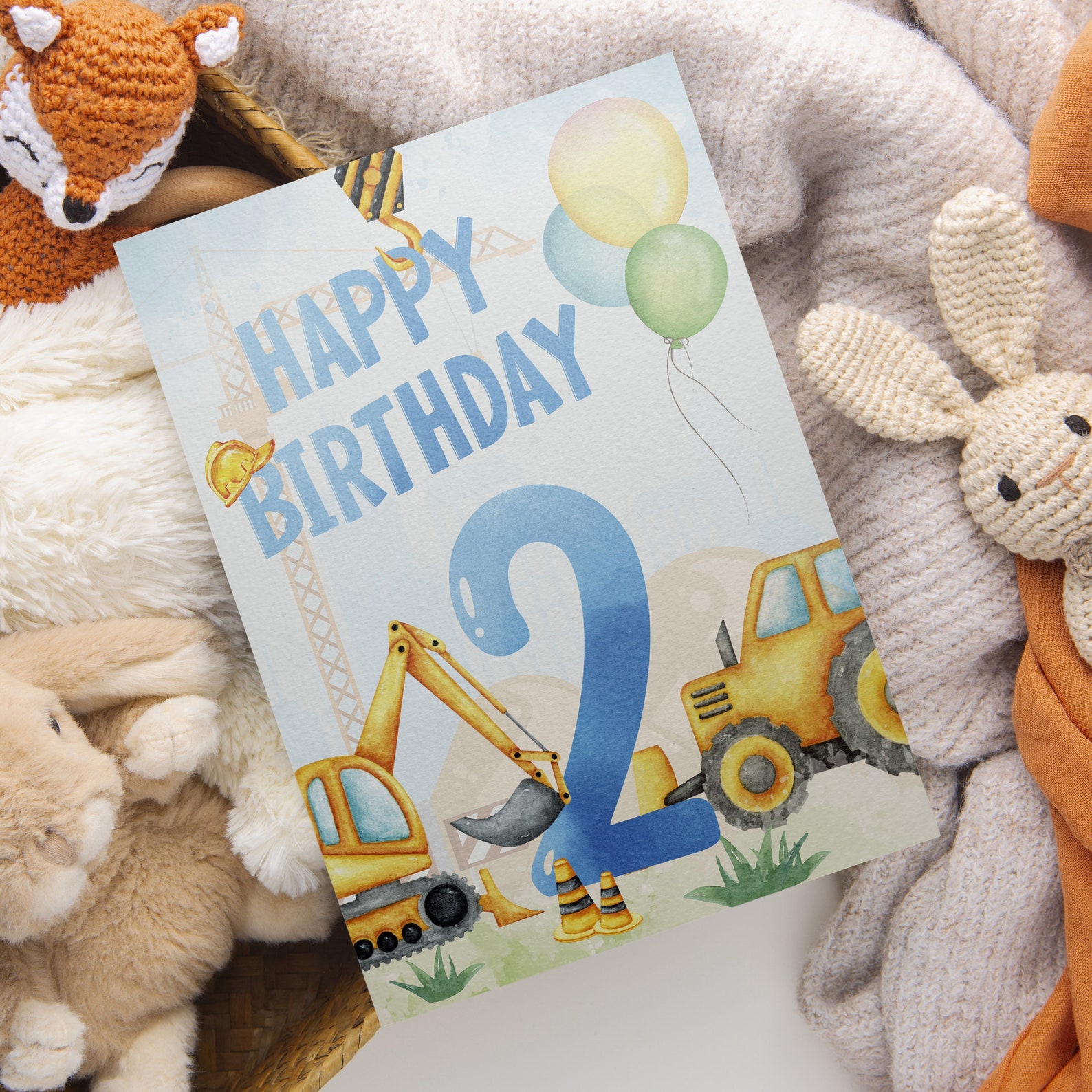 Happy Birthday Card 2nd Birthday for Baby Boy Instant - Etsy