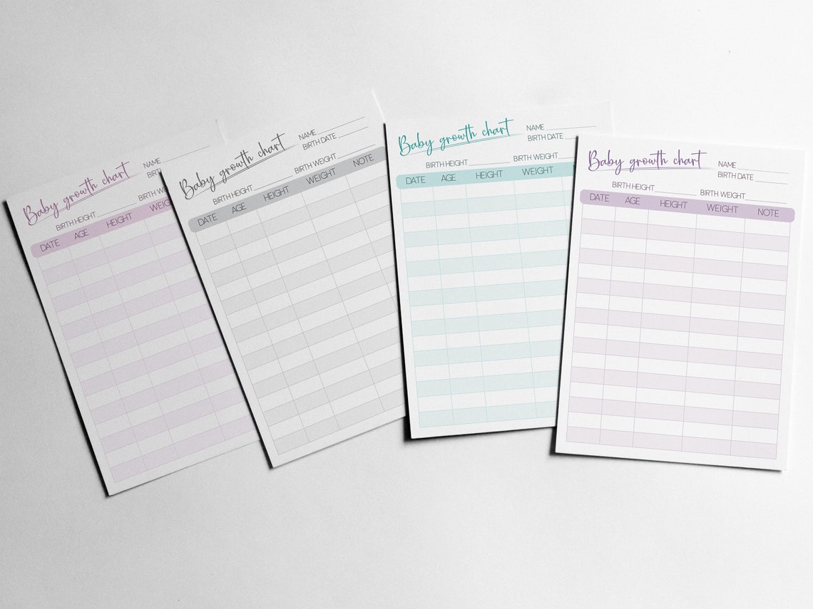 Baby Growth Chart, Printable Newborn Milestones Sheet, Infant Weight ...