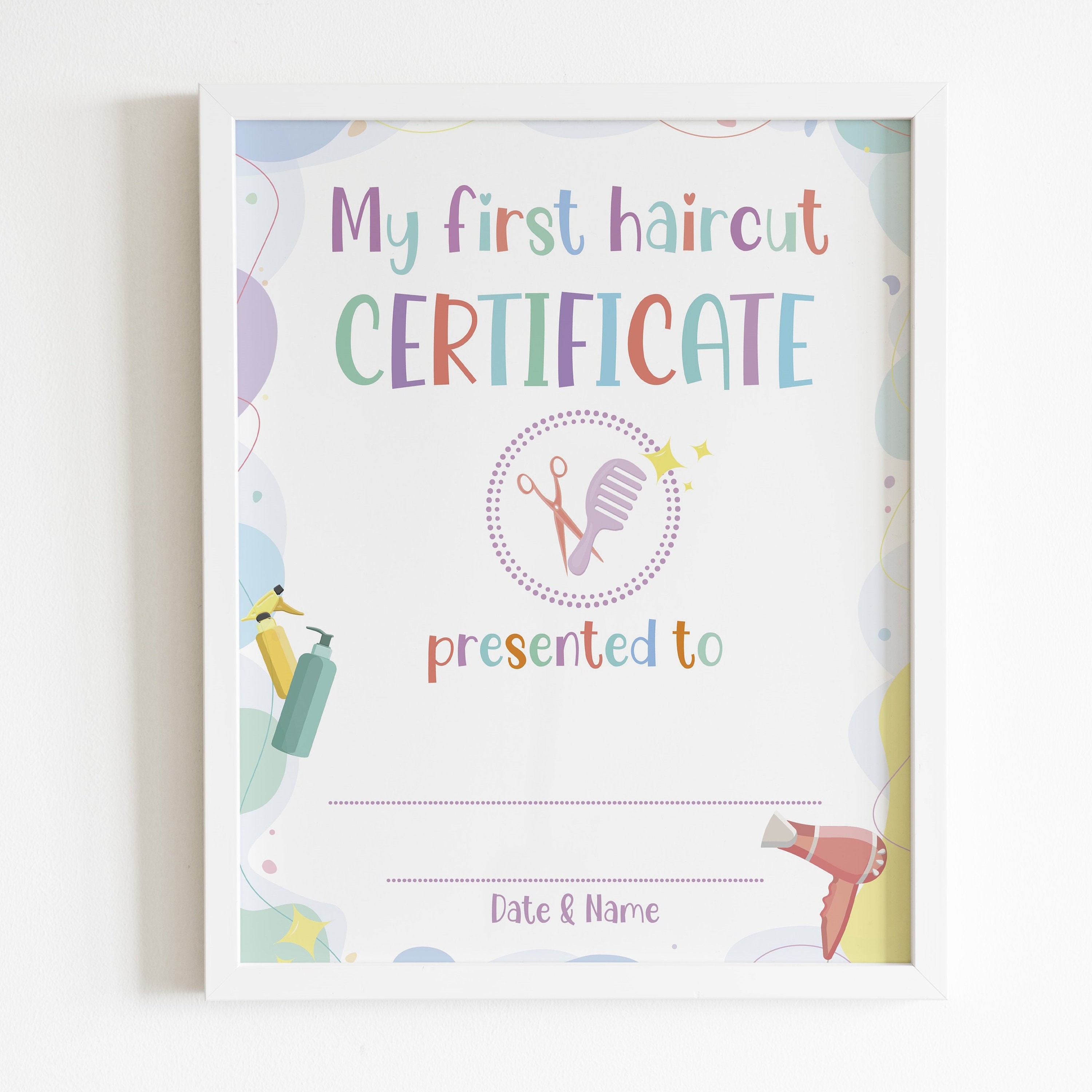 Printable Certificate of First Haircut for Toddler, Diploma Template ...