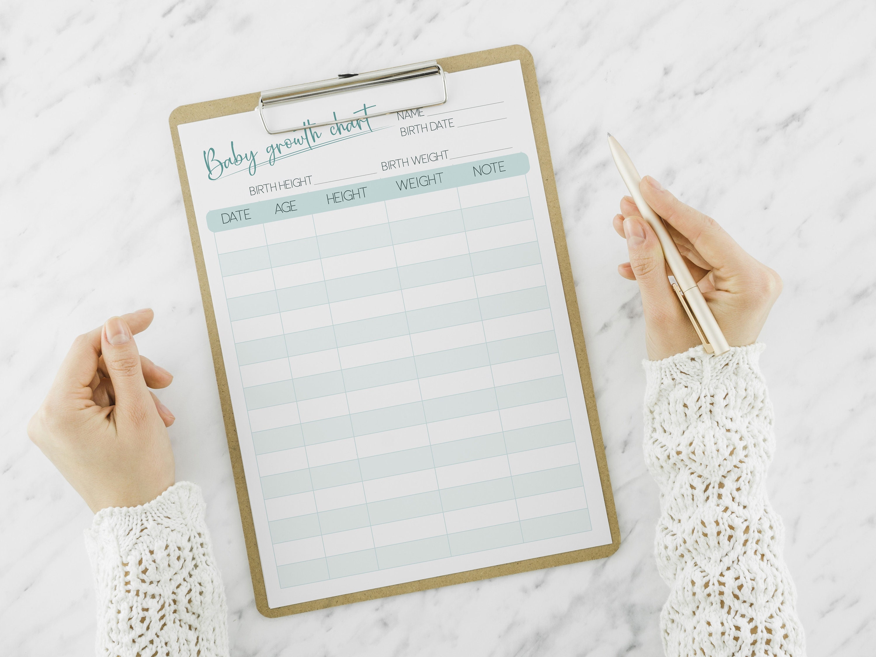 Baby Growth Chart, Printable Newborn Milestones Sheet, Infant Weight ...