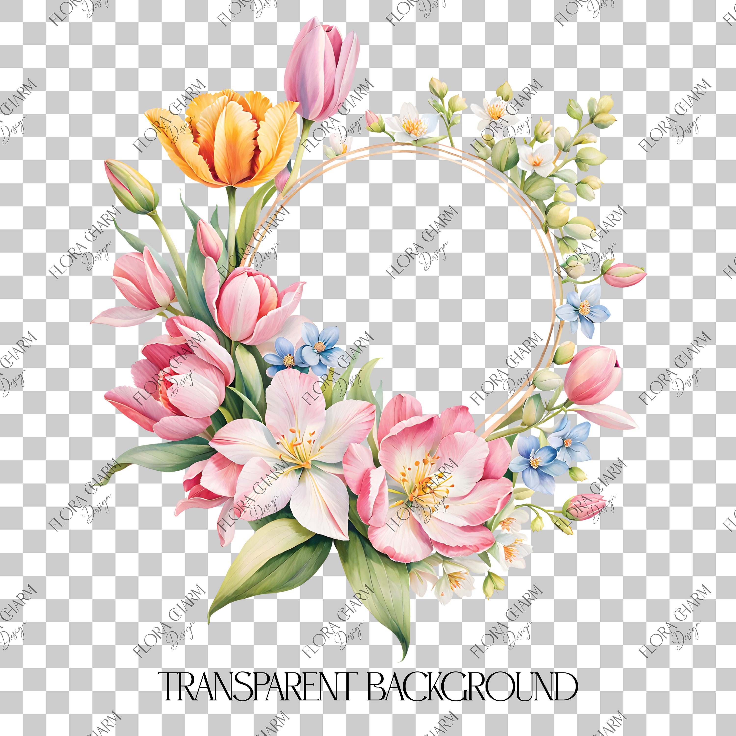 Spring Flowers Clipart Bundle, Daffodils, Tulips, Hyacinths PNG ...