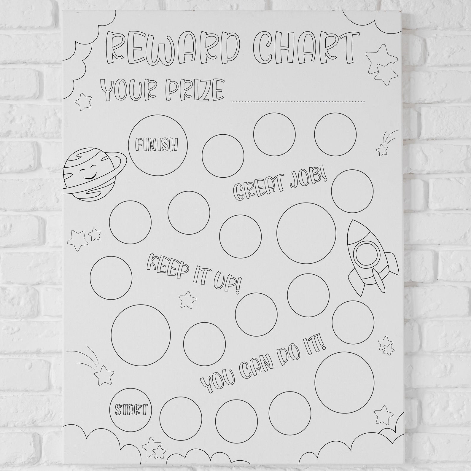 Printable Coloring Reward Chart for Kids, Toddler Potty Training ...