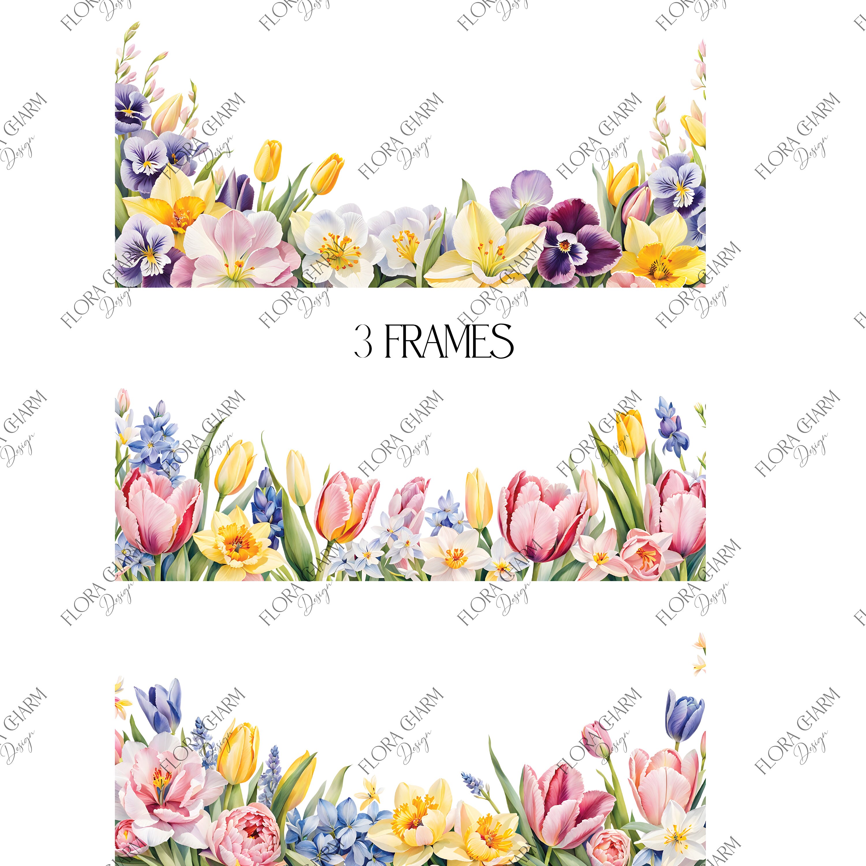 Spring Flowers Clipart Bundle, Daffodils, Tulips, Hyacinths PNG ...