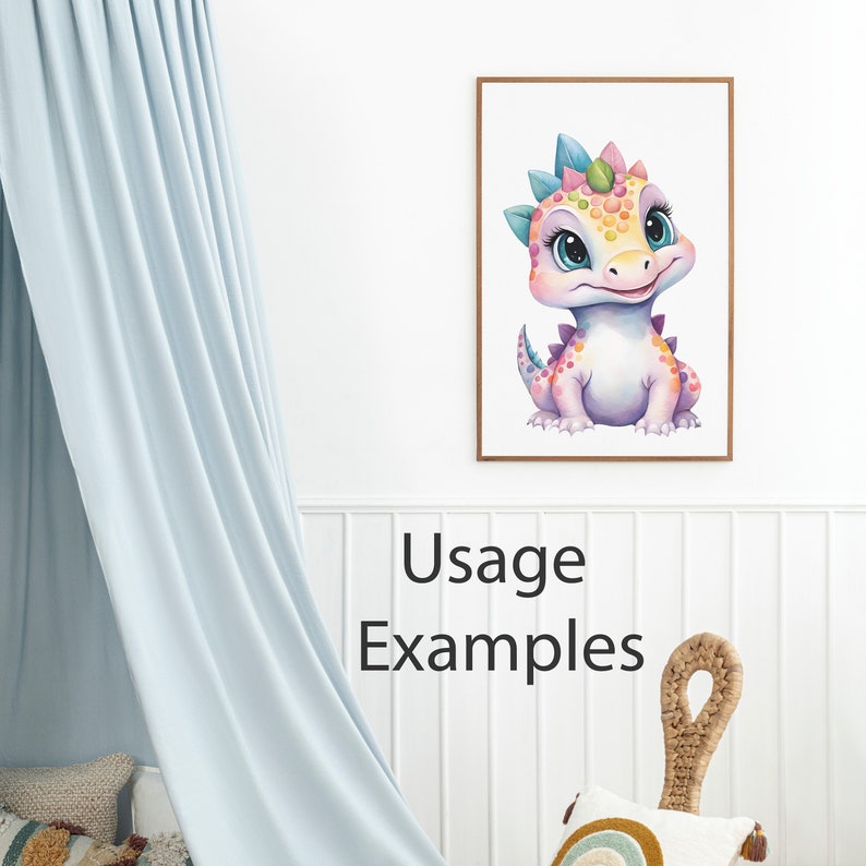 Watercolor Baby Dinosaur PNG, Cute Dragon Png Bundle, Girly Dinosaur ...
