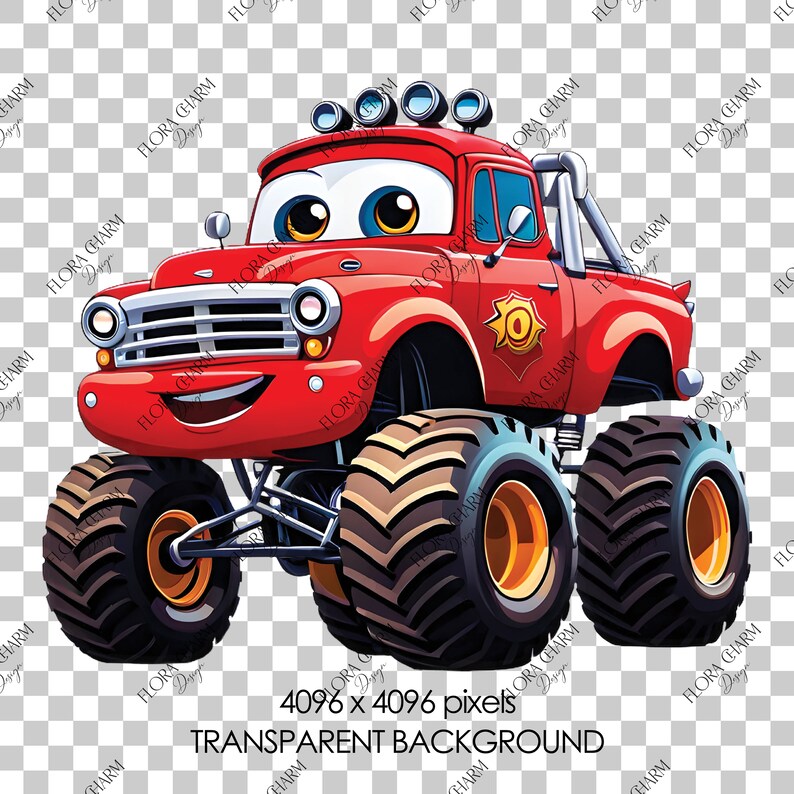 Monster Truck Clipart, Cute off Road Cars PNG, Cartoon Monster Cars for ...