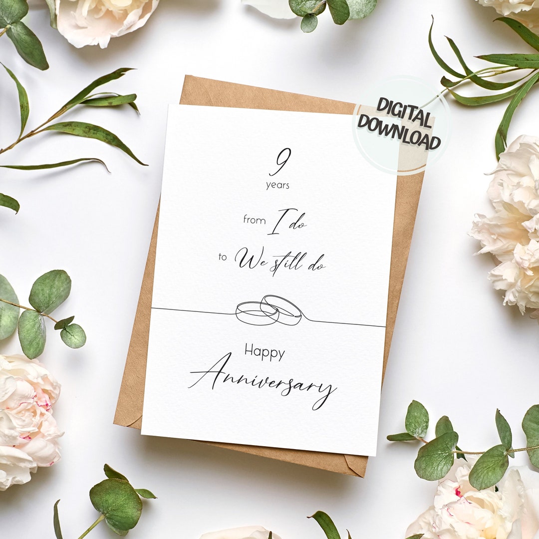9th Anniversary Card, Digital Download, I Do, We Still Do, 9 Years ...