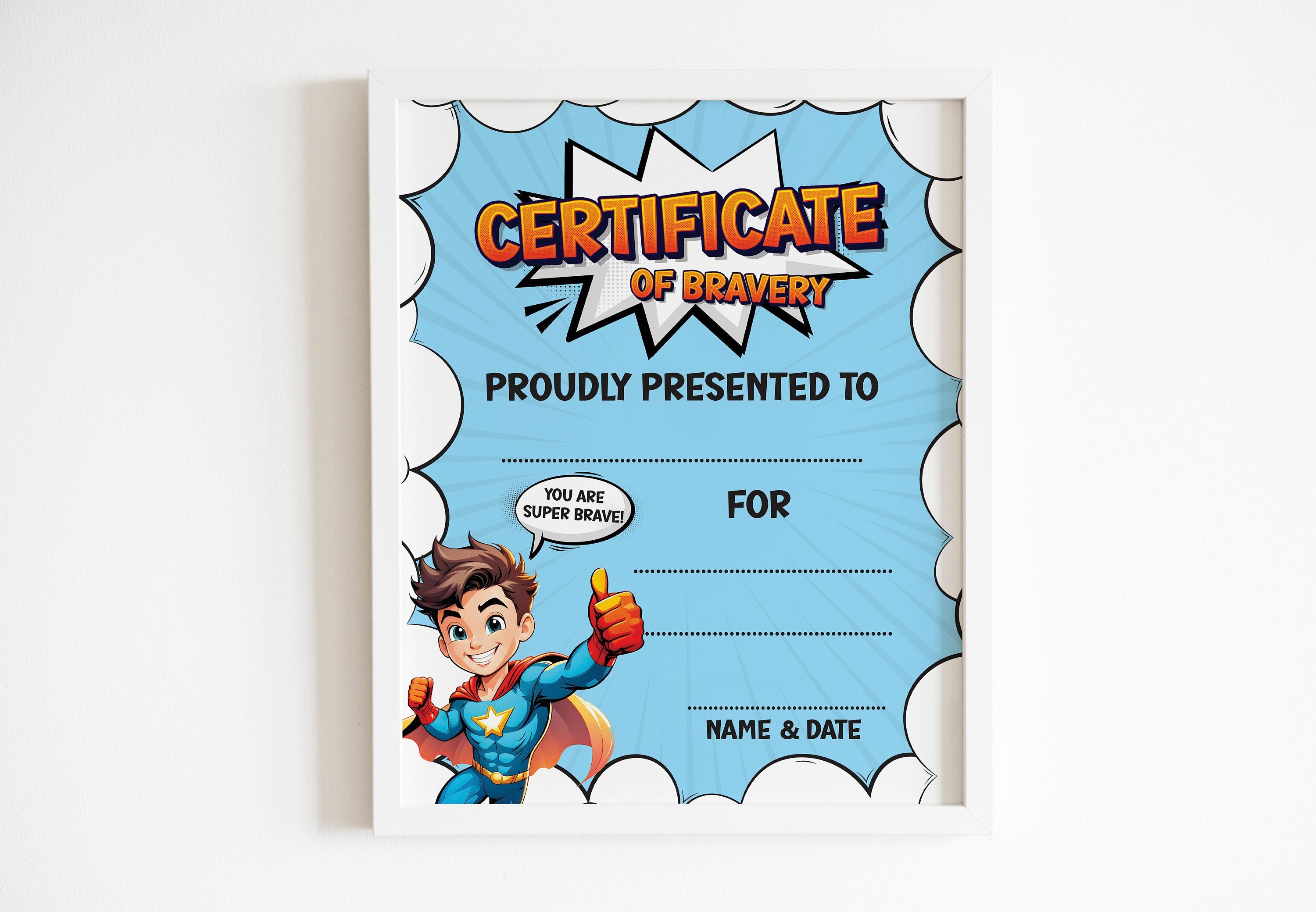 Certificate of Bravery With Superhero, Comic Style Diploma of ...