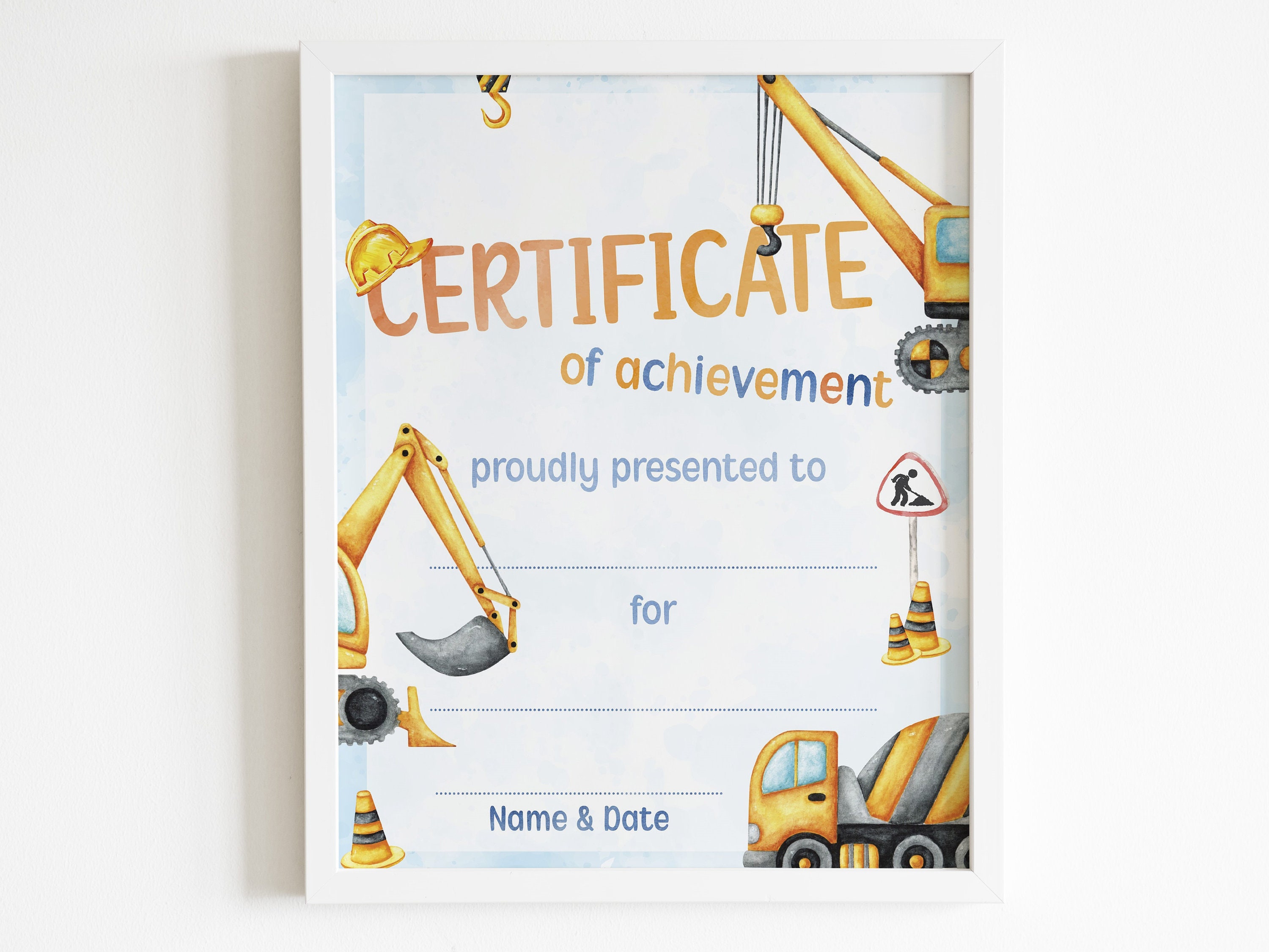 Certificate of Achievement, Printable Diploma for Kids, Yellow ...