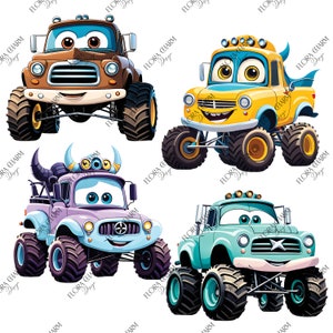 Monster Truck Clipart, Cute off Road Cars PNG, Cartoon Monster Cars for ...