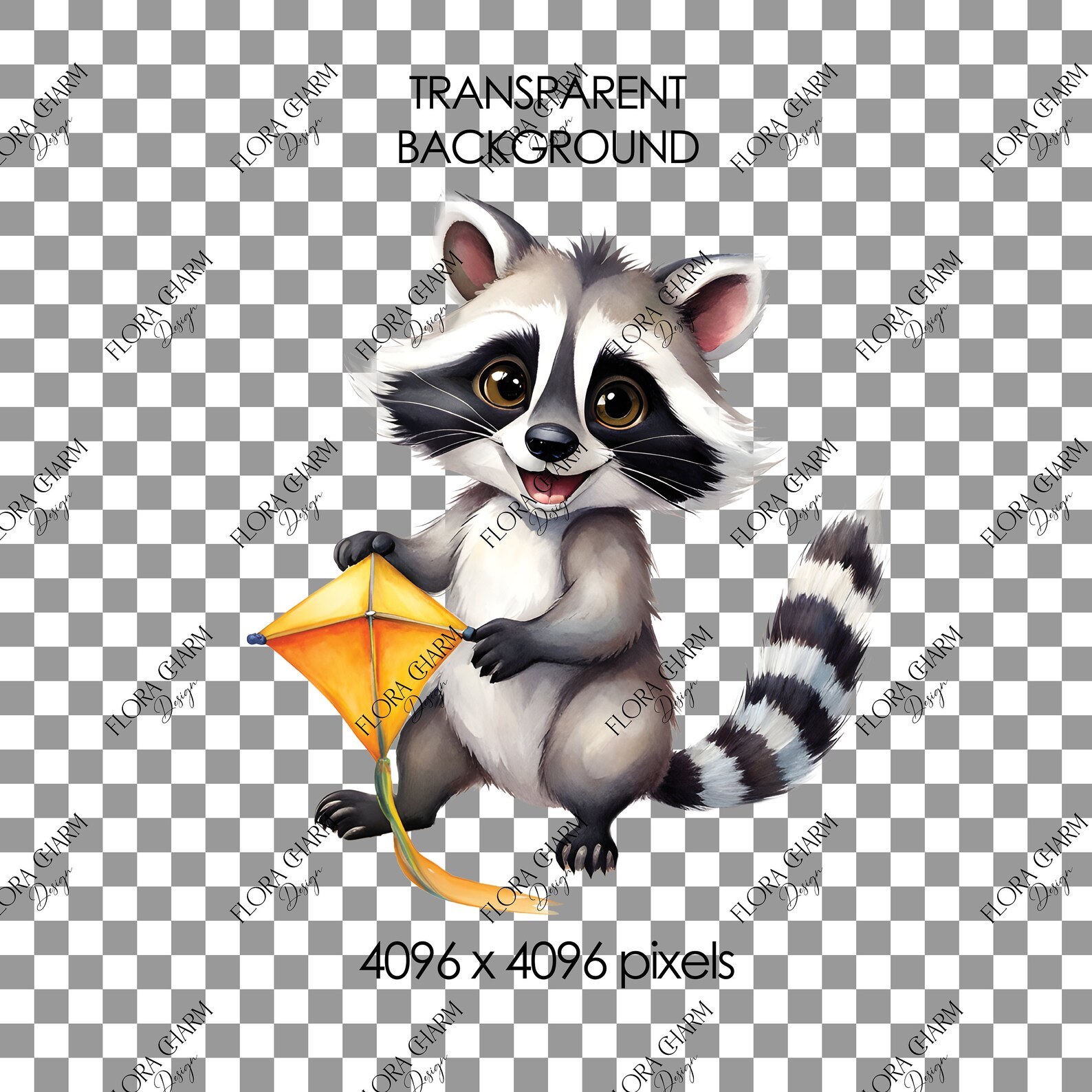Watercolor Raccoon PNG Bundle, Transparent Background, Digital Download ...