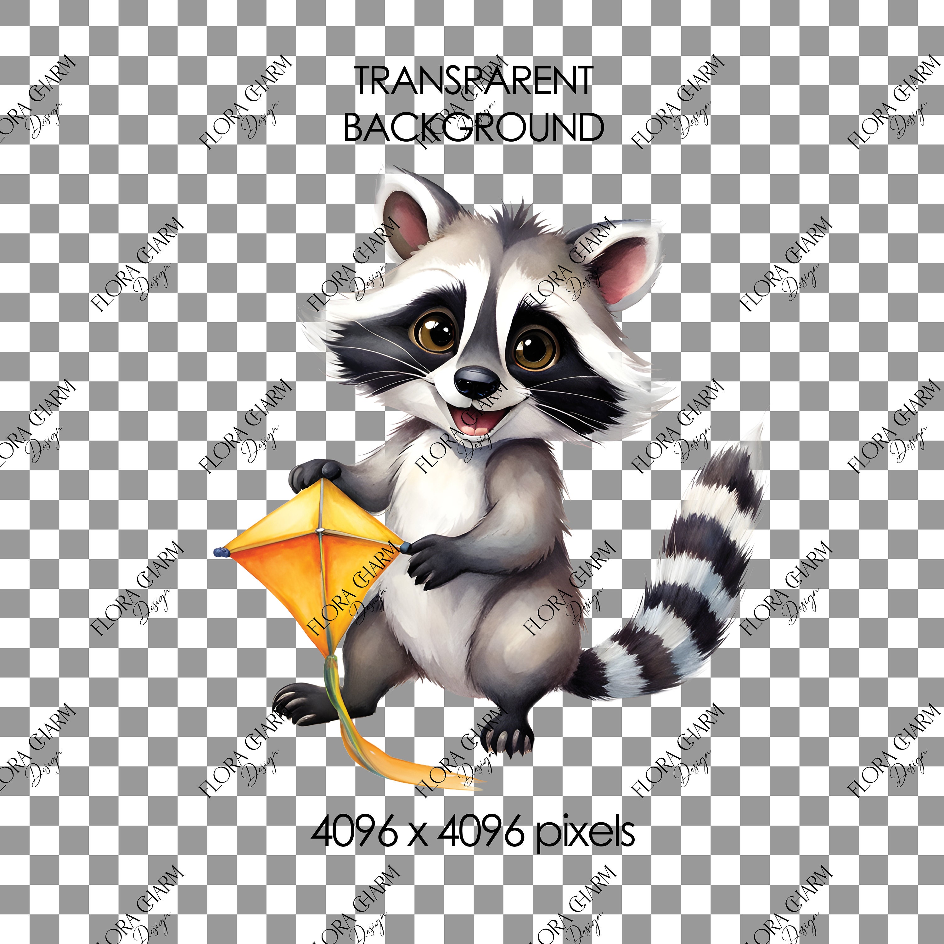 Watercolor Raccoon PNG Bundle, Transparent Background, Digital Download ...