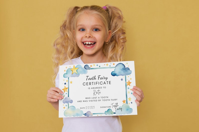 Tooth Fairy Certificate, Editable Printable Template, Bravery Diploma ...