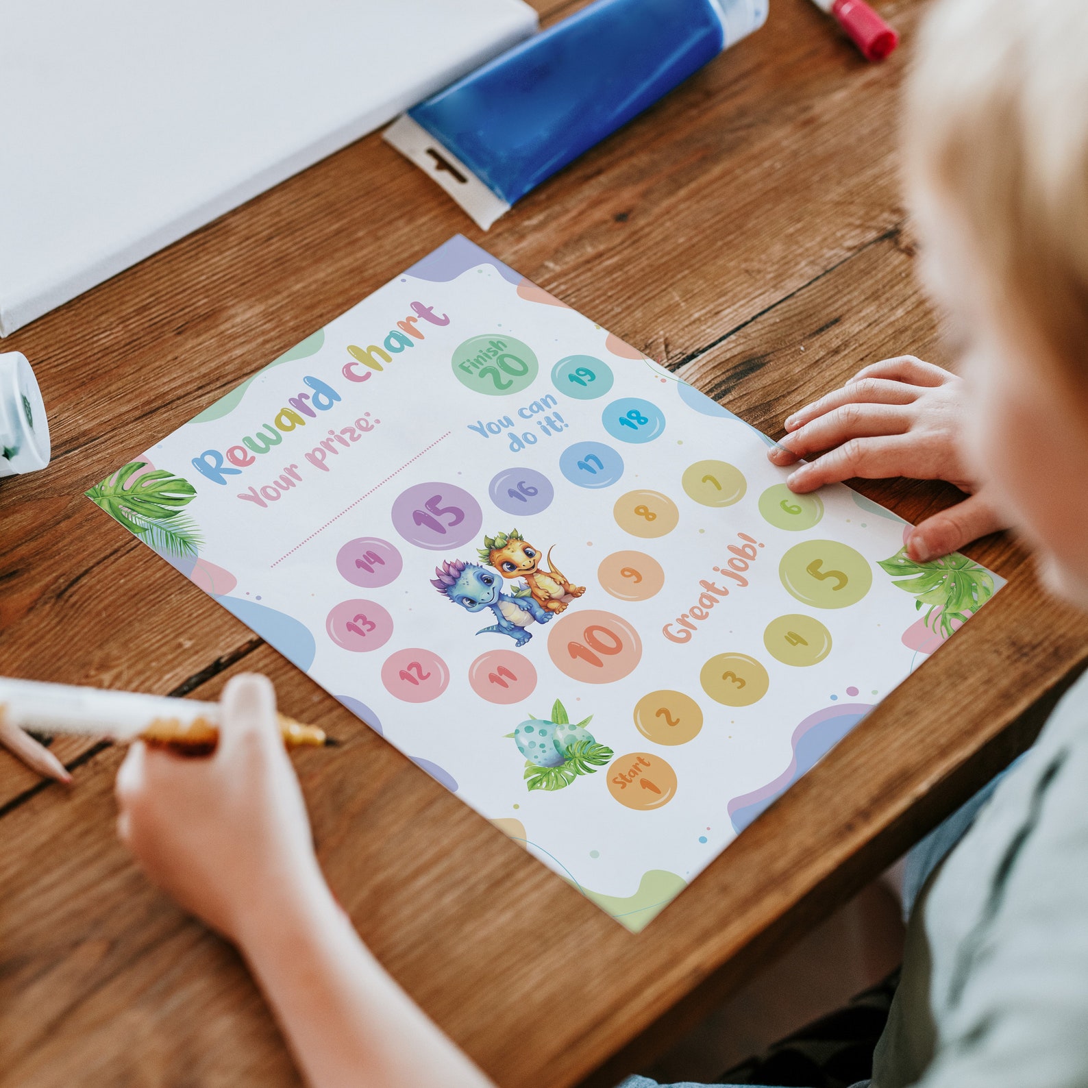 Printable Toddler Reward Chart, 20 Tasks, Good Behavior Poster for Kids ...