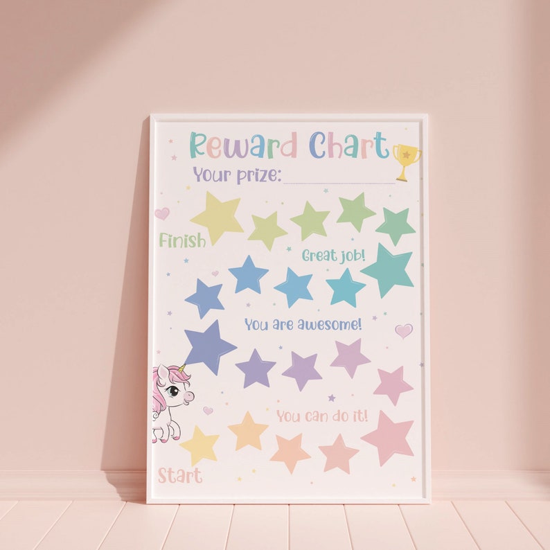 Printable Rainbow Reward Chart for Girls, 20 Tasks, Toddler Potty ...