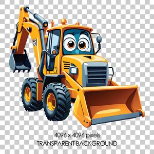 Construction Vehicles Clipart, Excavator, Bulldozer, Cement Mixer, Dump ...