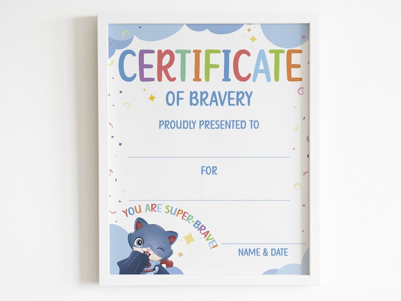Certificate of Achievement, Printable Diploma of Bravery for Kid, Being ...