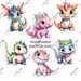 Watercolor Baby Dinosaur PNG, Cute Dragon Png Bundle, Girly Dinosaur ...