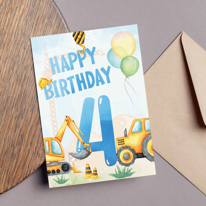 Fourth Birthday Card for Little Boy Printable, 4th Bday, Best Wishes to ...
