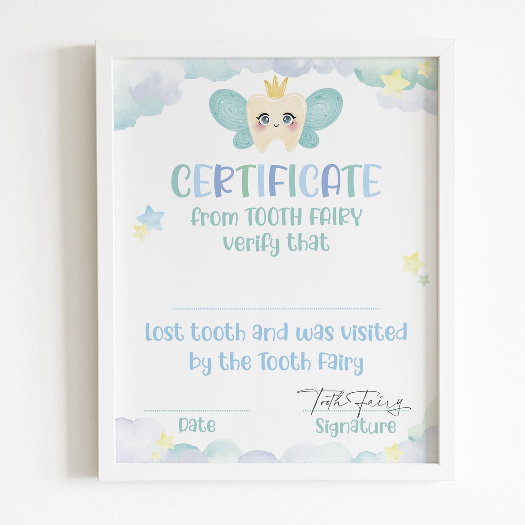Tooth Fairy Certificate, My First Lost Tooth, Diploma Template for Kids ...