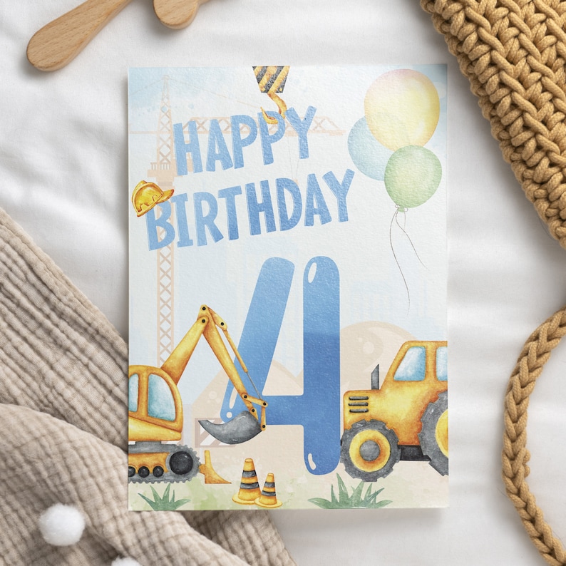 Fourth Birthday Card for Little Boy Printable, 4th Bday, Best Wishes to ...