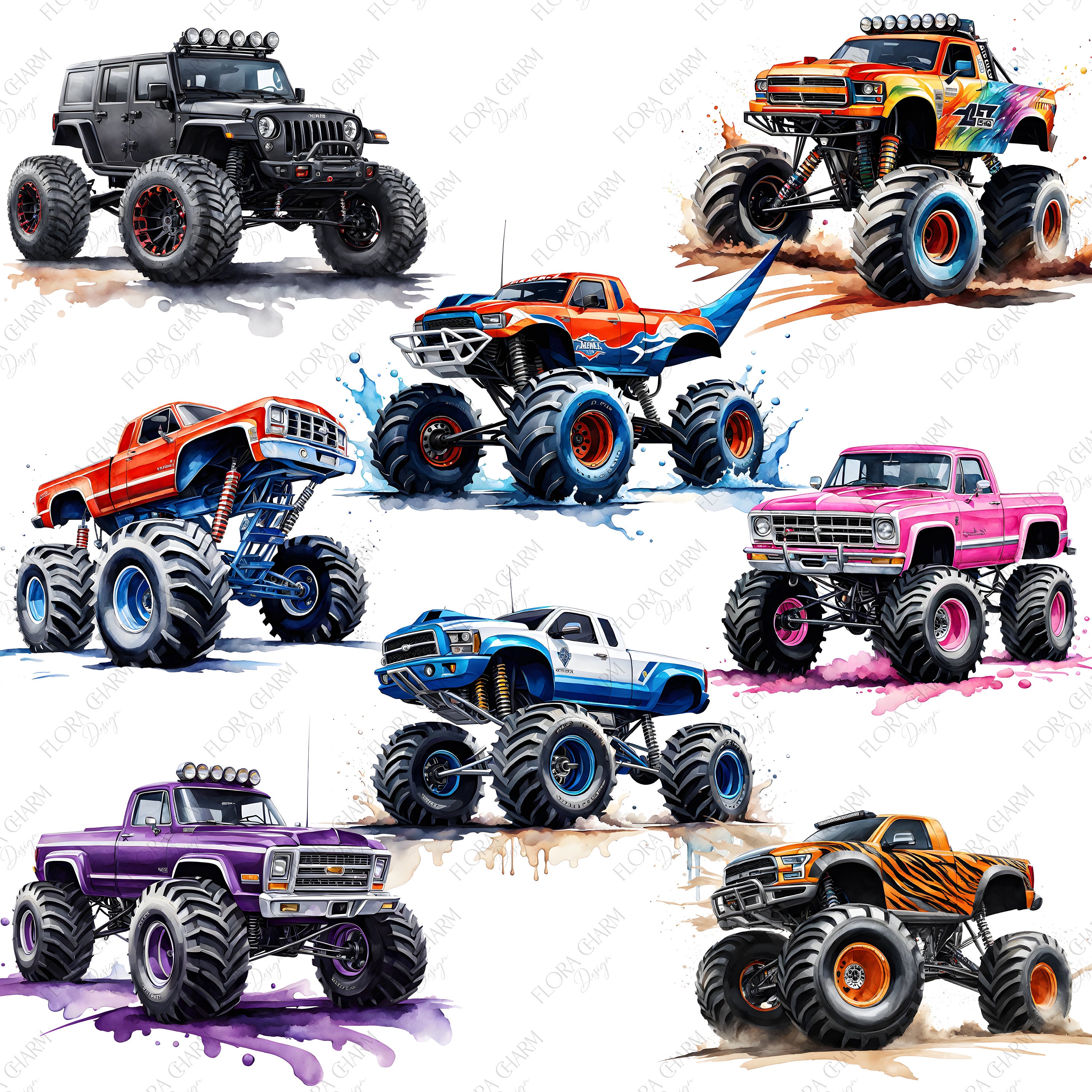 Watercolor Monster Truck PNG, Digital Download, High Quality, off Road ...