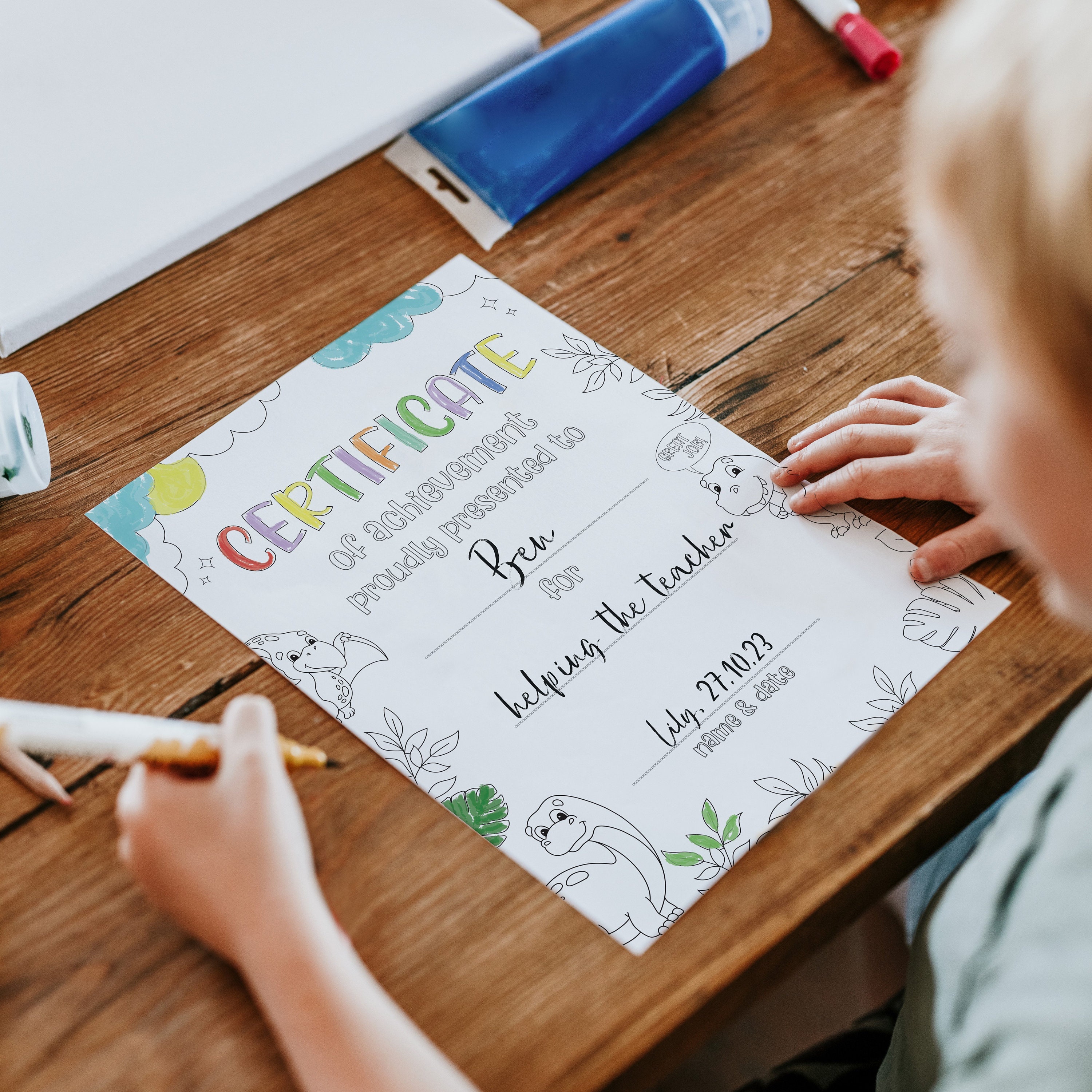 Certificate of Achievement for Kids, Coloring Dinosaur, Certificate of ...