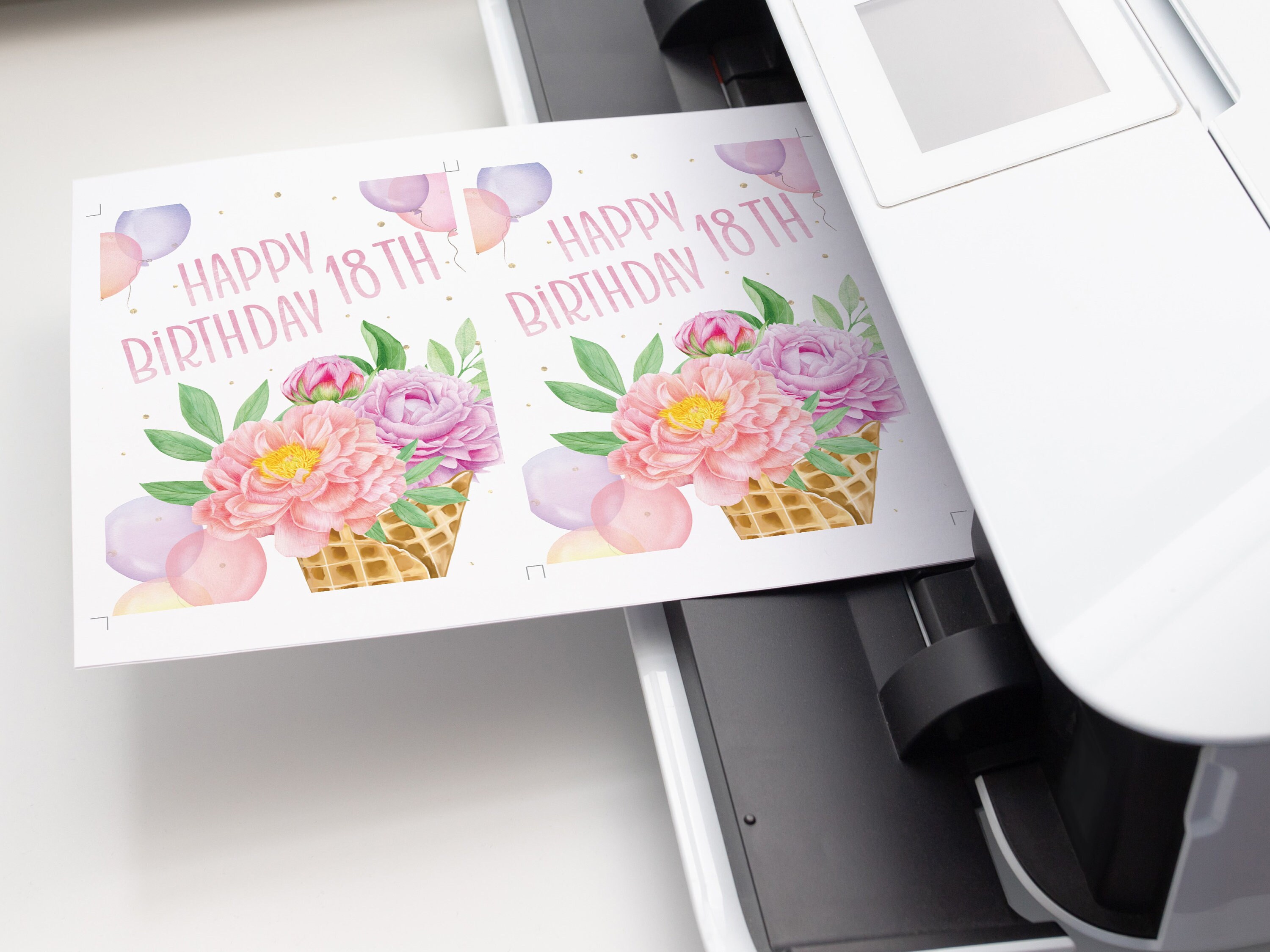 18th Birthday Card, Printable Happy Birthday Card, 5x7 Inch, 18 Years ...