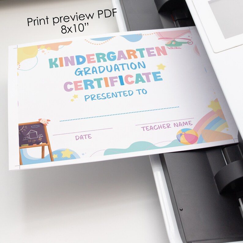 Kindergarten Graduation Certificate, Printable Diploma for Kids, Last ...
